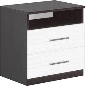 VerDesign STANA noční stolek, bílé dřevo-wenge