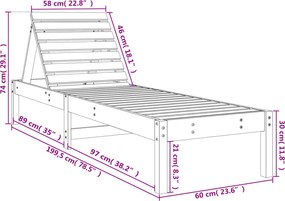 vidaXL Zahradní lehátko bílé 199,5 x 60 x 74 cm masivní borové dřevo [825069] Barva: Přírodní douglaska