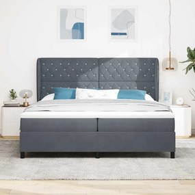 Postel s boxspringem s matrací Tmavě šedá 200 x 200 cm samet 3340893