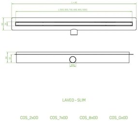 Laveo Slim, sprchový odtok 60 cm, černá, LAV-COS_760D