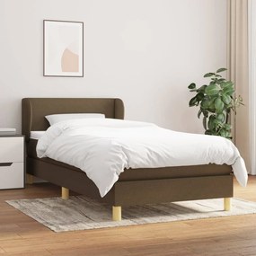 Box spring postel s matrací tmavě hnědá 100 x 200 cm textil,  3126624