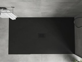 Mexen Hugo, obdélníková sprchová vanička SMC 160 x 100 cm, černá, černá krytka, 42701016-B
