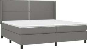 Box spring postel s matrací a LED tmavě šedá 200x200 cm textil 3138262