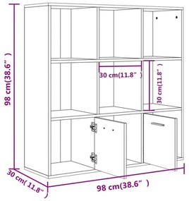 Petromila Knihovna betonově šedá 98 x 30 x 98 cm dřevotříska