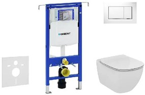 Geberit Duofix - Set předstěnové instalace, klozetu a sedátka Ideal Standard Tesi, tlačítka Sigma30, Aquablade, SoftClose, bílá/lesklý chrom 111.355.00.5 NU5