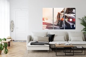 Vícedílný obraz Černé Driftující 3D Auto Nedostatek Nedostatek Přírodní plátno 150x100