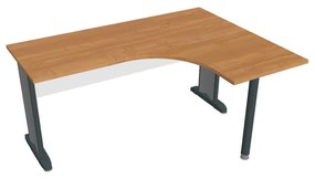 Stůl ergo oblouk levý 160×120/60 cm - Hobis Cross CE 60 L Dekor stolové desky: olše, Dekor lamino podnože: bílá, Barva nohou: černá