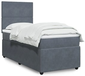 Box spring postel s matrací tmavě šedá 90x190 cm samet 3292209