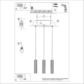 Závěsné svítidlo SOLLUX KARBON 3L černá GU10 3x10W bez žárovek SL.1575