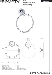Bemeta Design RETRO chrom: Držák ručníků, kruhový -