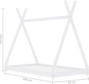 Rám dětské postele bílý masivní borové dřevo 90 x 200 cm 283360