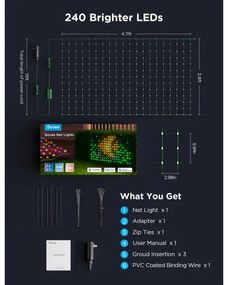 Govee - LED RGBIC Venkovní světelná síť 143x85cm Wi-Fi Matter IP65