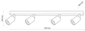 TK-LIGHTING Stropní bodové LED osvětlení TOP WOOD, 4xGU10, 10W, černé 3293