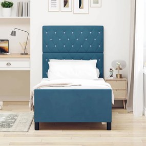Postel s boxspringem s čelo Tmavě modrá 100 x 200 cm samet 3344859