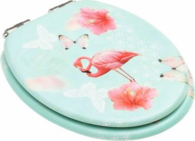 WC sedátka s funkcí pomalého sklápění 2 ks MDF motiv plameňáka 3056411