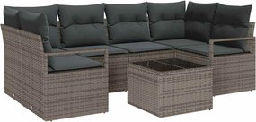 Set pohovek 7 ks 6-Počet míst Šedá polyratan 3346279
