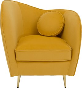 Designové křeslo, žlutá Velvet látka/gold chrom zlatá, EZIO