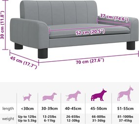 Pelíšek pro psy světle šedý 70 x 45 x 30 cm textil 171858