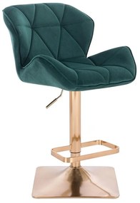 LuxuryForm Barová židle MILANO VELUR na zlaté hranaté podstavě - zelená