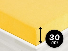 Froté napínací prostěradlo na vysokou matraci FR-003 Žluté 90 x 220 - výška 30 cm