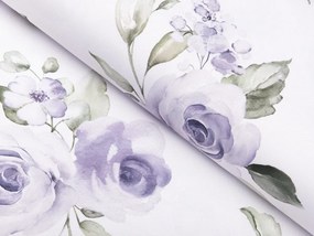 Biante Dekorační povlak na polštář TF-024 Fialové růže na bílém 40 x 60 cm