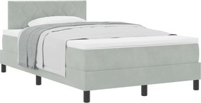 Postel s boxspringem s čelo Světle šedá 120 x 190 cm samet 3339224
