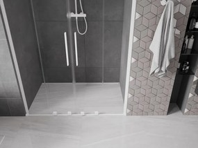 Mexen Velar L Duo, posuvné sprchové dveře do otvoru 150 cm, 8mm čiré sklo, bílá matná, 871-150-003-02-20