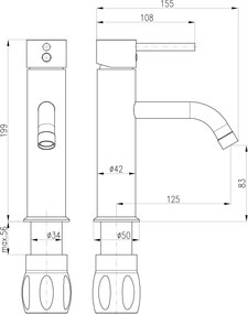 Slezák - RAV Umyvadlová baterie bez výpusti SEINA - SE922.xZK, Zlatá kartáčovaná Připojovací hadičky - závit: 1/2"