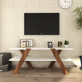 Bílý/přírodní TV stolek v dekoru ořechu 120x33 cm Basic – Kalune Design