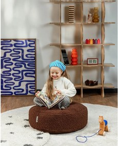 Tmavě hnědý dětský puf z textilie bouclé Warm Hazel – Wigiwama