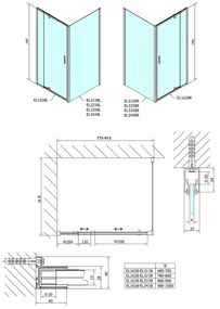 Polysan EASY LINE obdélník/čtverec sprchový kout pivot dveře 800-900x800mm L/P varianta, sklo Brick EL1638EL3238