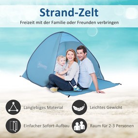 Outsunny beach shell pop up stan 200x150x119cm rychlé automatické stavění z polyesteru v modré barvě pro perfektní dovolenou na pláži | Aosom.de