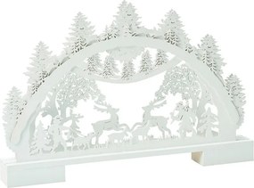 Dřevěná dekorace s LED 41 cm, bílá, assort