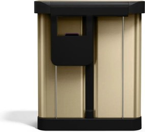 Ocelový odpadkový koš 34+24 l na tříděný odpad/nášlapný v matně zlaté barvě – simplehuman