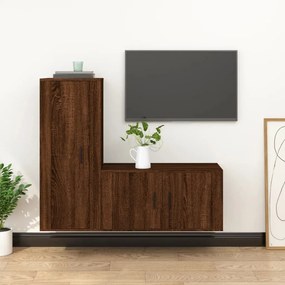 2dílný set TV skříněk hnědý dub kompozitní dřevo