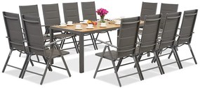 Zahradní nábytek Garden Point z šedého hliníku s velkým stolem Verona Wood pro 12 osob