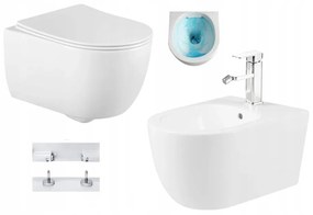 Mexen Carmen Rimless, závěsná WC mísa se sedátkem + bidet, bílá, 30880400+35884900