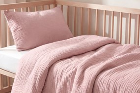 Celoroční mušelínové povlečení do postýlky Soft pink - GOTS - 2.jakost