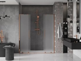 Mexen Velar L Duo, posuvné sprchové dveře do otvoru 200 cm, 8mm sklo námraza, růžové zlato, 871-200-003-32-60