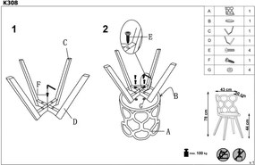 K308 židle bílá / šedá