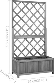 Květináč s mřížkou černý 70 x 30 x 135 cm masivní jedlové dřevo 316427