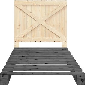 Rám postele s čelem šedý 100 x 200 cm masivní borové dřevo 3281581