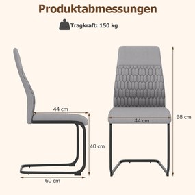 Costway Sada 4 moderních jídelních židlí bezruká kuchyňská židle se šikmým
