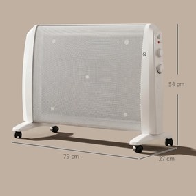 HOMCOM Mika topidlo 1000W/2000W s nastavitelným termostatem, 4 kolečka, 15-20 m², bílá