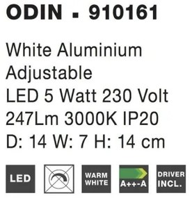 Nástěnné LED svítidlo NOVA LUCE ODIN 5W 3000K bílé 910161