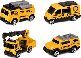 LEAN Toys Nákladní auto s jeřábem a přepravníkem vozidel, světla a zvuky, žluté