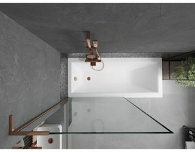 Mexen Next L, 1-křídlová vanová zástěna 100 x 150 cm, 6mm čiré sklo-černý vzor, ​​růžové zlato profil, 895-100-000-03-70-60