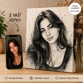 Foto obraz z vlastní fotky na plátno – Perokresba žena Rozměry obrazu: 20 x 30 cm