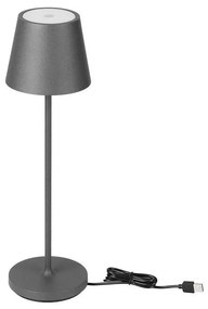 V-Tac | LED Stmívatelná dotyková dobíjecí stolní lampa LED/2W/5V 4400 mAh IP54 šedá | VT1248