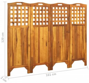 Paravan akáciové dřevo Dekorhome 161x120 cm (4-dílný)